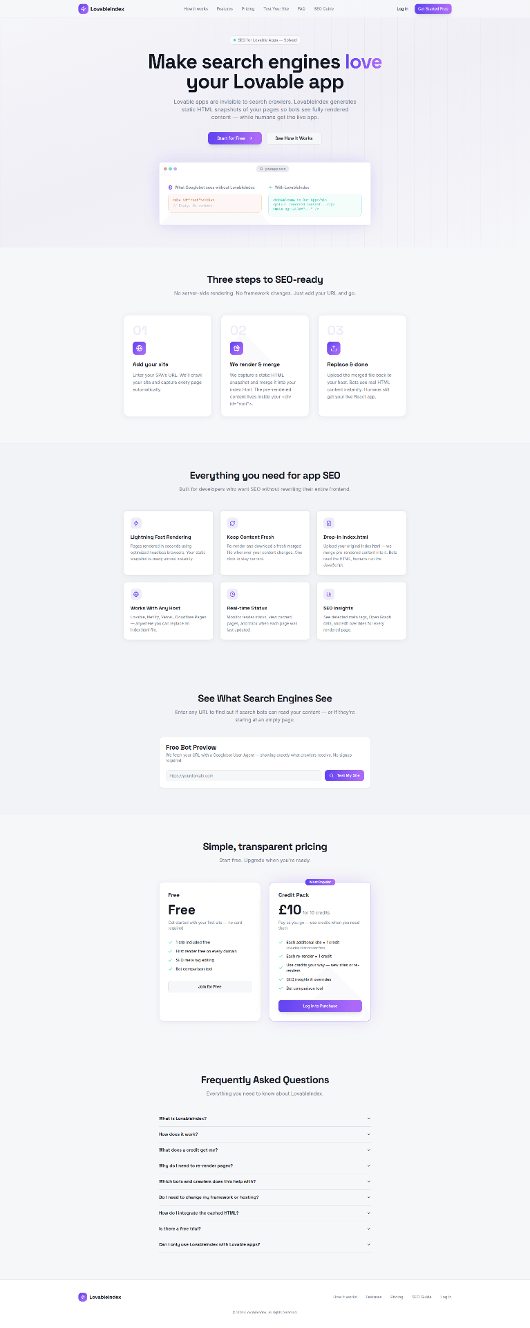 LovableIndex — SEO for Lovable Apps